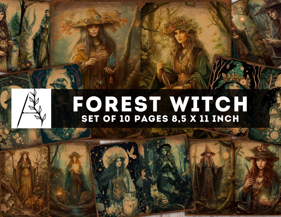 Forest Witch Junk Journal Kit, Witchy Paper Pack, 10 JPG Digital Pages ...