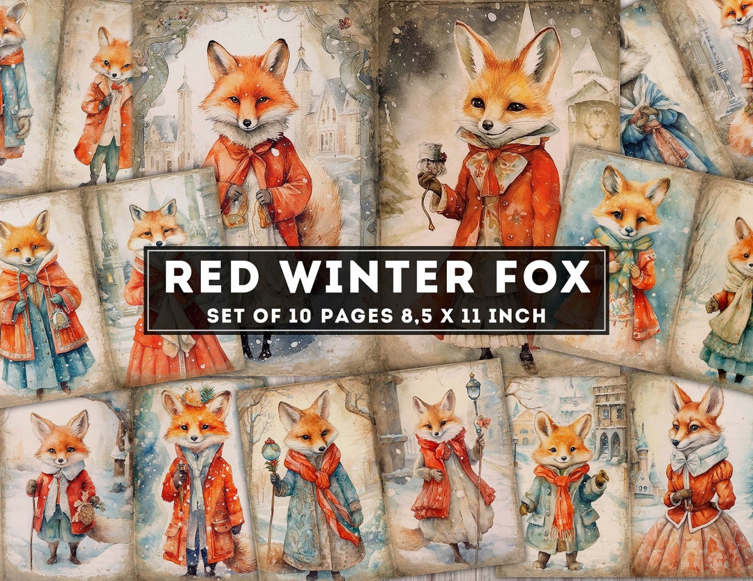 Winter Fox Junk Journal Kit, Christmas Fox Paper, Fairy Baby Fox Paper ...