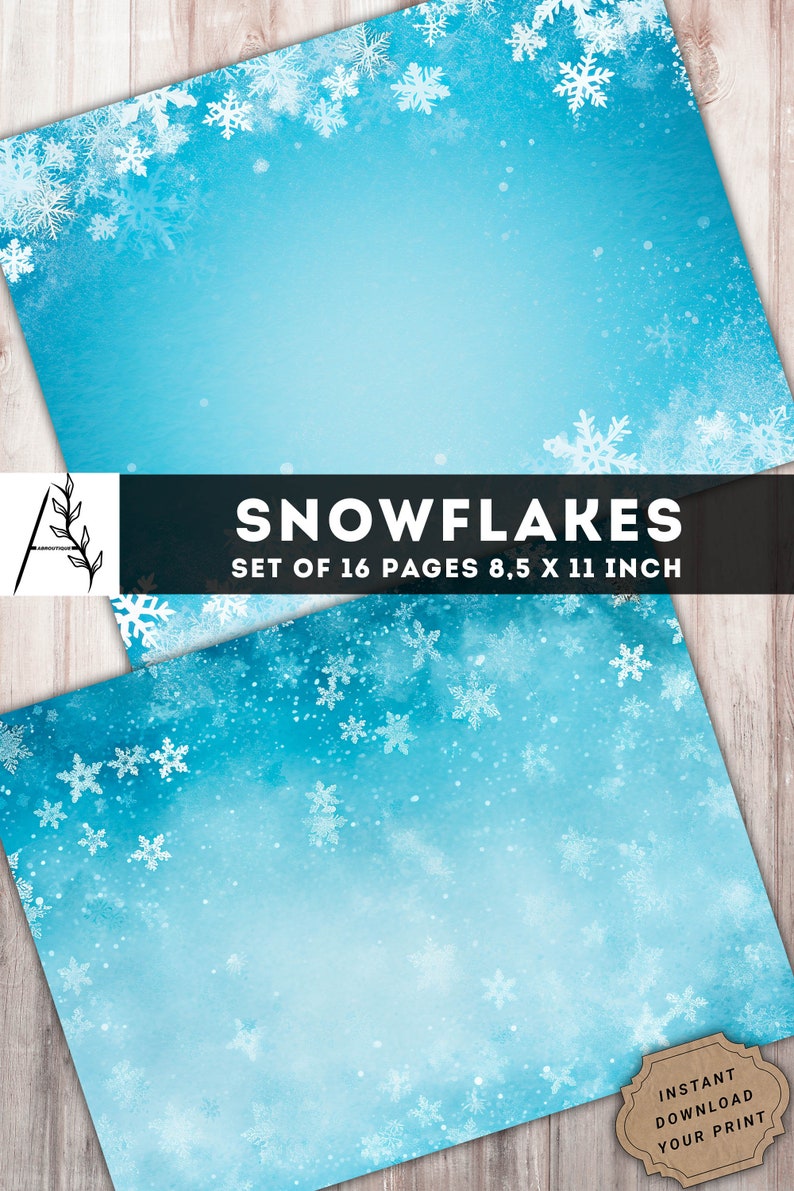 Snowflakes Printable Paper: Winter Junk Journal Kit (digital Download ...