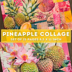 Pineapple Collage, Junk Journal Kit, Colorful Vintage Exotic Fruit ...