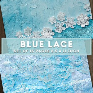 Blue Lace Digital Paper Instant Download Junk Journal Printable Shabby ...