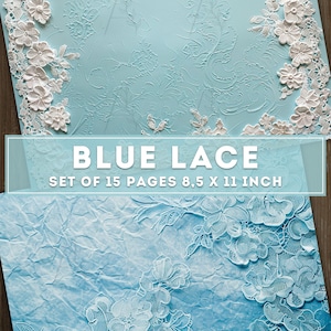 Blue Lace Digital Paper Instant Download Junk Journal Printable Shabby ...