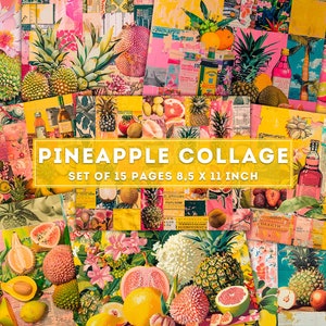 Pineapple Collage, Junk Journal Kit, Colorful Vintage Exotic Fruit ...