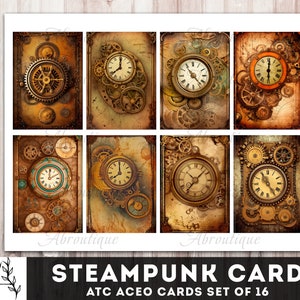 Steampunk Cards Printable ATC Aceo Cards 2.5” X 3.5” Junk Journal ...