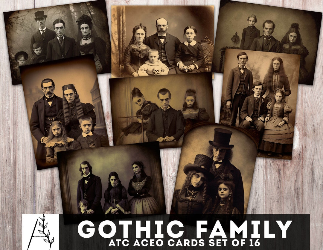 Gothic Family Photo Cards for Junk Journal (digital Download) - Etsy