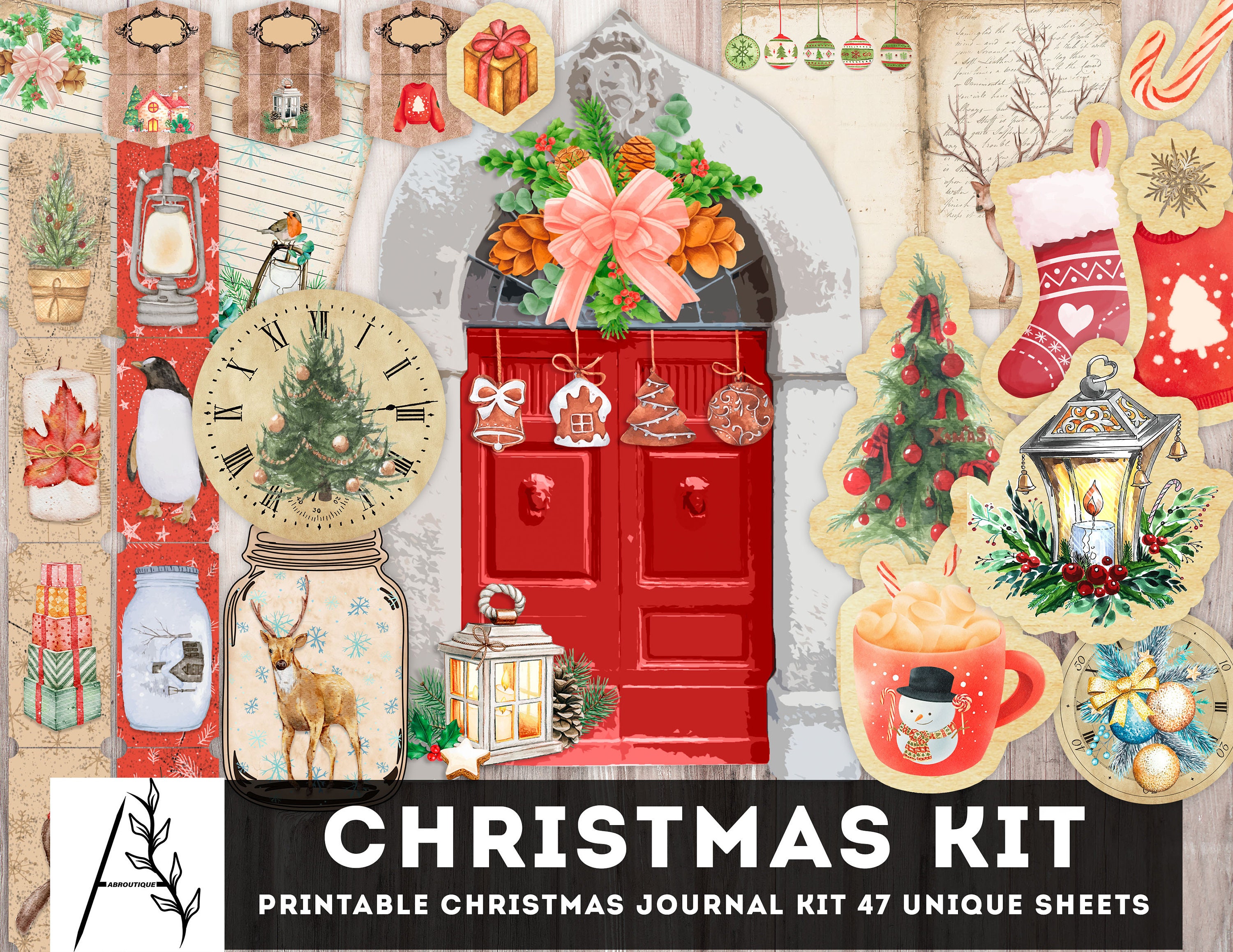 Christmas Junk Journal Kit Clocks Tickets Fussy Cut Page - Etsy