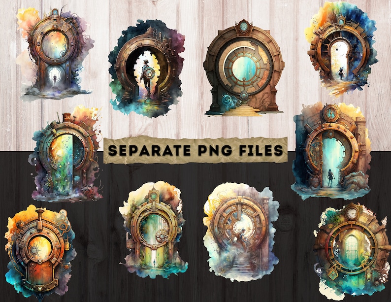 Steampunk Portals Clipart 26 PNG Steampunk Doors Printables - Etsy