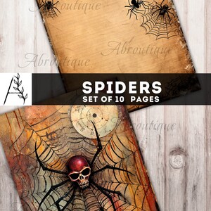 Spiders Halloween Digital Paper Horror Junk Journal Pages - Etsy
