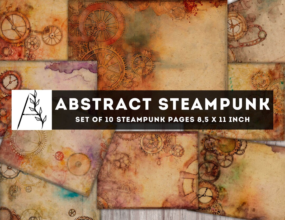 Abstract Steampunk Paper, Steampunk Printables, Junk Journal Kit ...