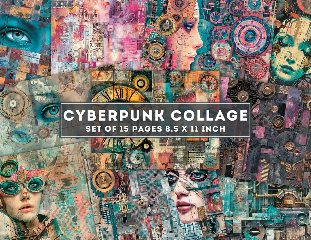 Cyberpunk Collage Paper, Futuristic Girls, Junk Journal Pages ...