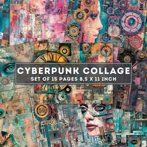 Cyberpunk Collage Paper, Futuristic Girls, Junk Journal Pages ...