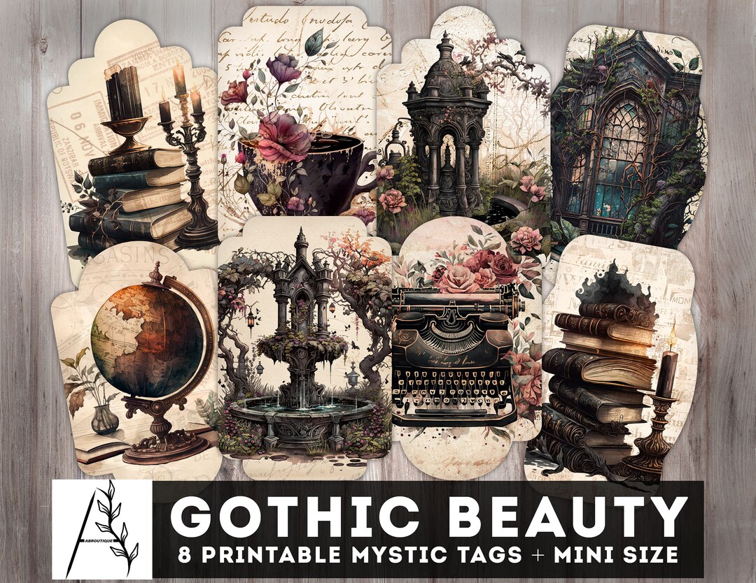 Gothic Beauty Tags, Watercolor Journaling Labels, Junk Journal Tags ...