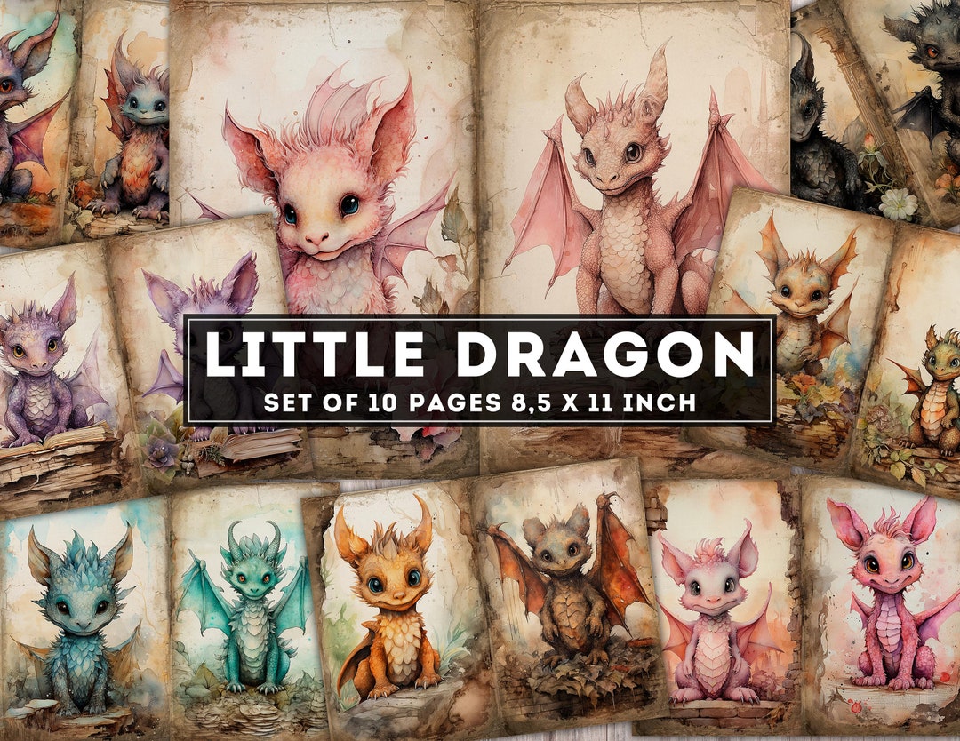 Little Dragons Paper, Baby Dragon Printables, Dragons Junk Journal Kit ...