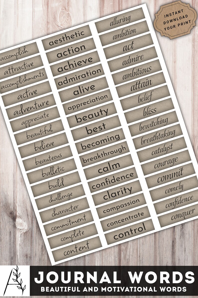 Journal Words Junk Journal Beautiful Phrases Motivational - Etsy