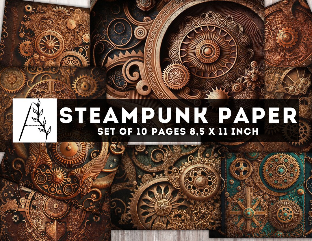 Steampunk Paper Pack, Steampunk Printables, Steampunk Junk Journal, Old ...