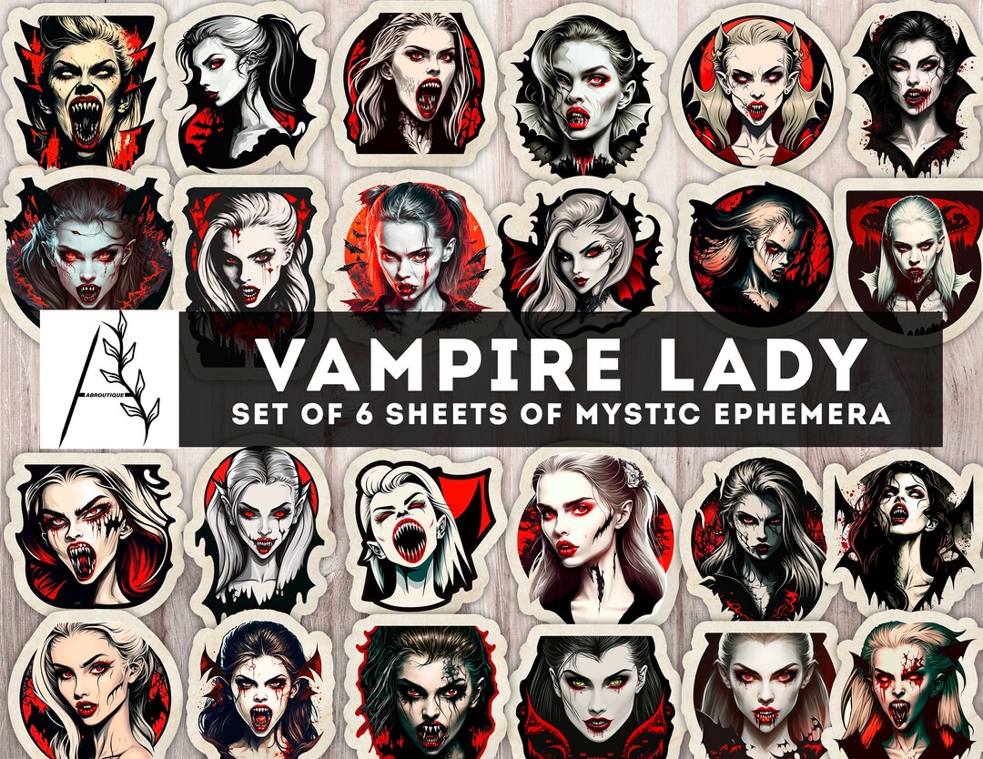 Vampire Lady, Vampires Printable Junk Journal, Vampire Girls Ephemera ...