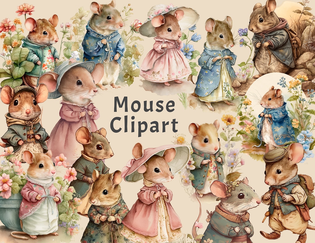 Vintage Mouse Junk Journal Mouse 15 PNG Clipart (Download Now) - Etsy