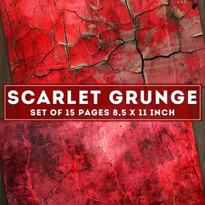 Scarlet Grunge Digital Paper, Steampunk Paper, Junk Journal Kit ...