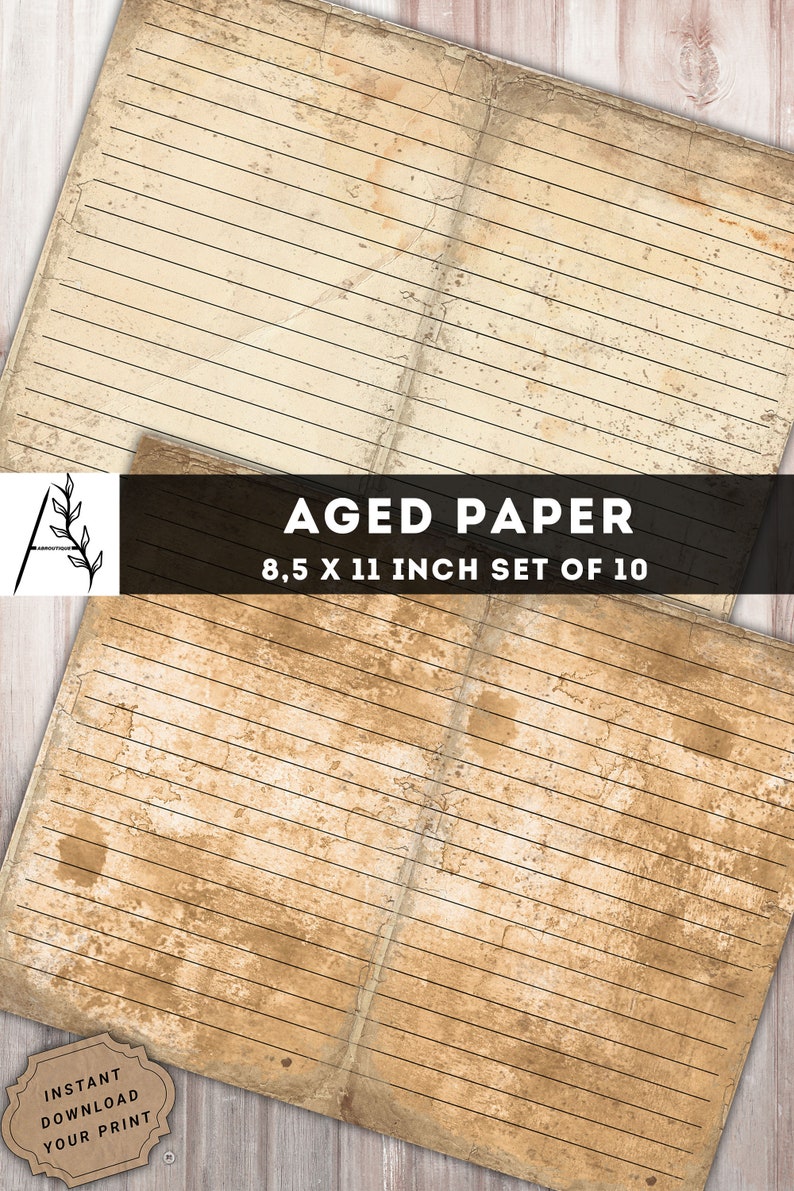 Aged Lined Paper, Old Notebook Pages, Lined Vintage Paper Pack, Prime ...