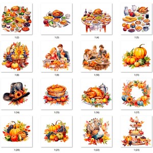 Thanksgiving Day Clipart, 24 PNG Autumn Digital Bundle, Thanksgiving ...