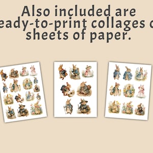 Vintage Rabbits Clipart, 16 PNG Bunny Bundle, Old Junk Journal ...