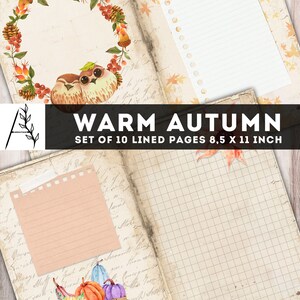 Warm Autumn Fall Lined Printable Pages Junk Journal Paper Autumn ...