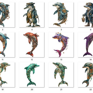 Steampunk Dolphin Clipart & Ephemera, Vintage Ocean Fussy Cuts, Junk ...