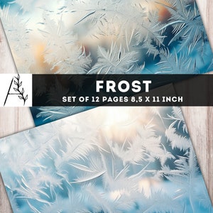 Frost Printable Paper, Hoarfrost Junk Journal Kit, Winter Digital Pages ...