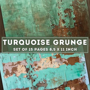 Turquoise Grunge Digital Paper, Steampunk Paper, Junk Journal Kit ...
