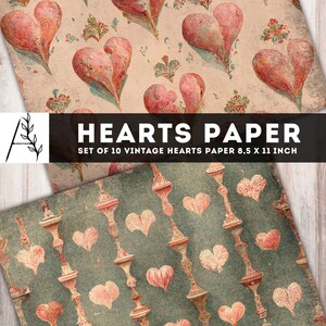 Vintage Hearts Paper Pack: Valentine Junk Journal Printables (digital ...