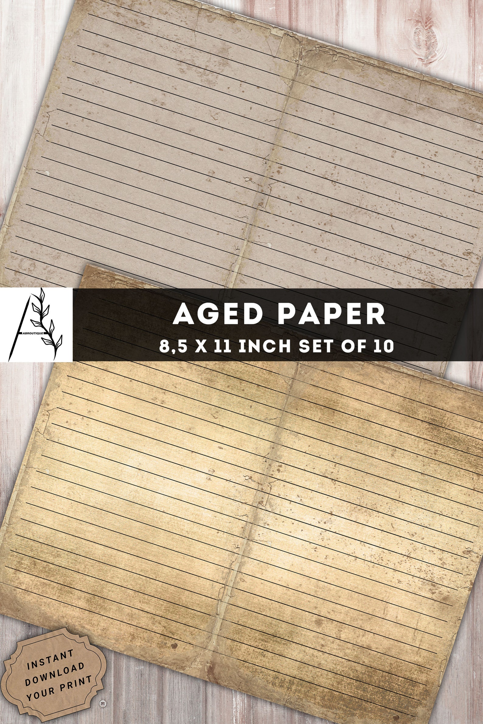 Aged Lined Paper, Old Notebook Pages, Lined Vintage Paper Pack, Prime ...