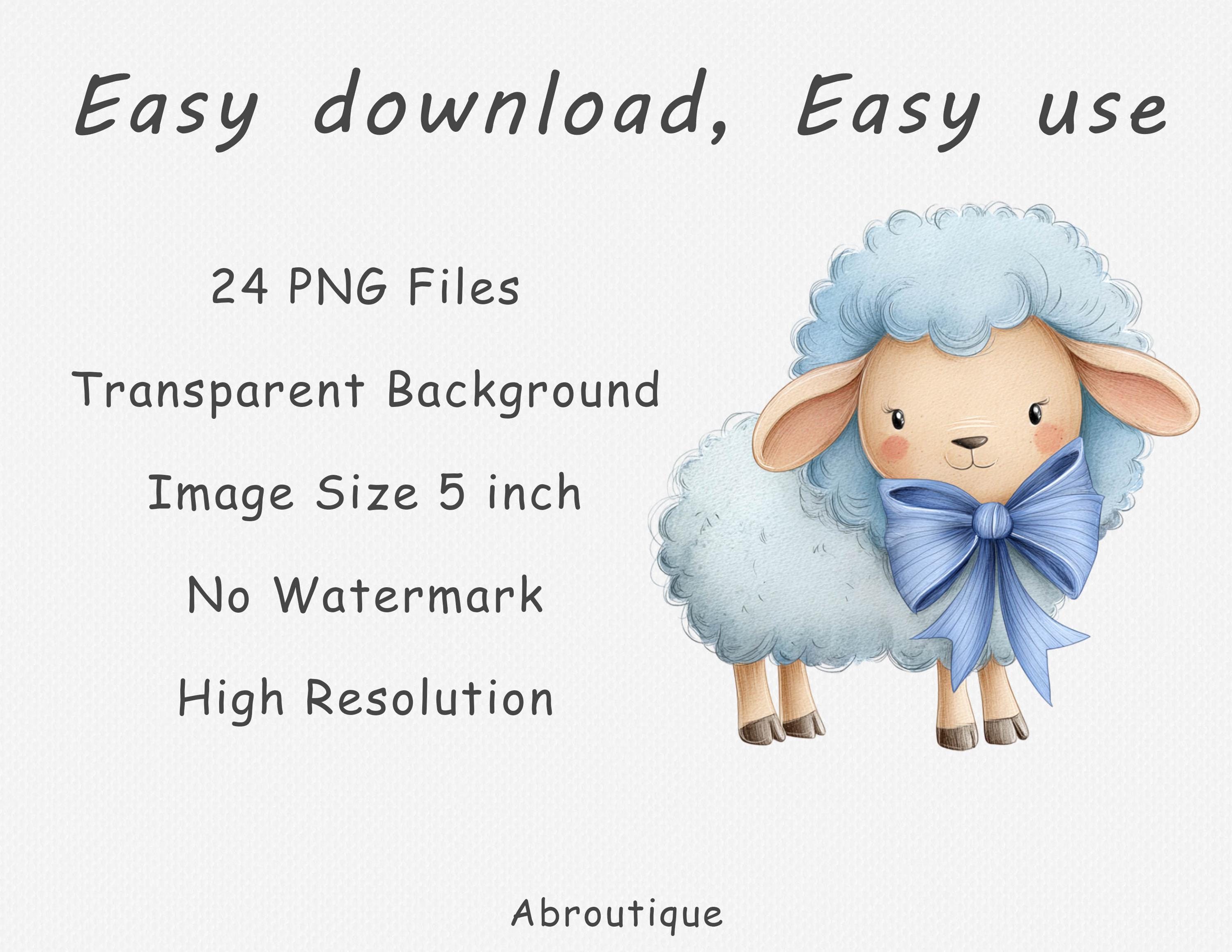 Blue Lamb Watercolor Clipart: Baby Nursery PNG (digital Download) - Etsy