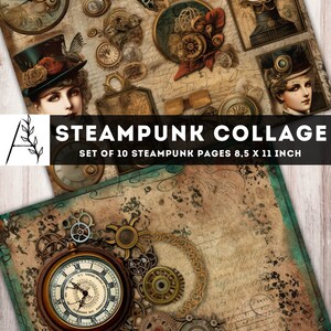 Steampunk Collage Paper Pack, Industrial Printables, Steampunk Junk ...