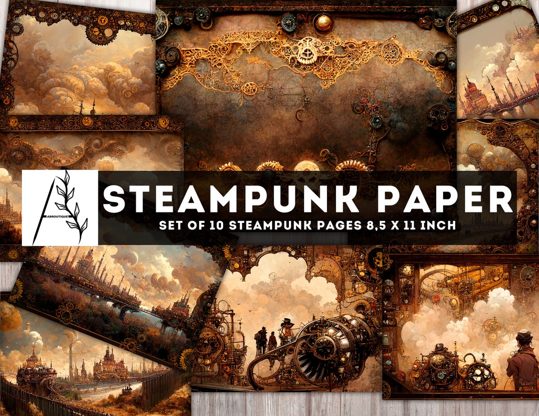 Dark Steampunk Paper, Steampunk Junk Journal, Steampunk Printables ...