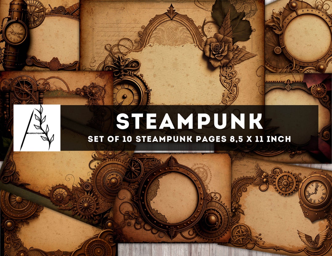 Steampunk Paper, Steampunk Printables, Junk Journal Kit, Steampunk ...