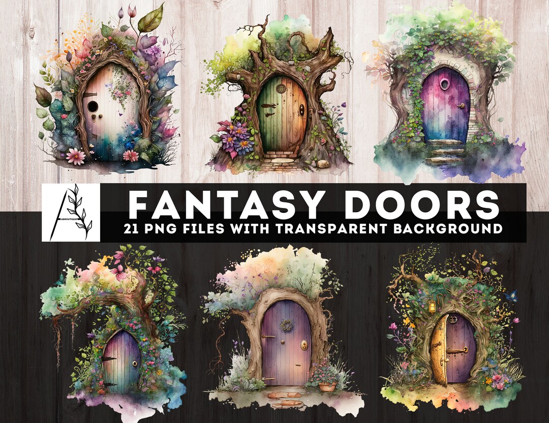 Fantasy Doors Clipart, 21 PNG Fable Doors Bundle, Junk Journal Doors ...