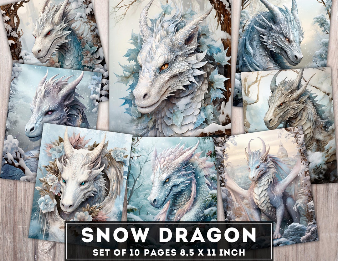 Snow Dragons Digital Paper Kit: Junk Journal Printables (PDF) - Etsy