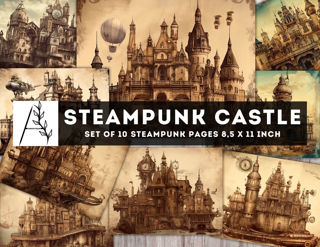 Steampunk Castle Paper Pack, Castle Printable, Vintage Junk Journal ...