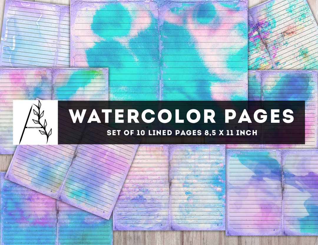 Lined Watercolor Paper Digital, Blank Lined Pages, Watercolor Paper ...