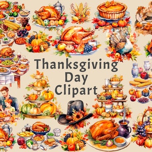 Thanksgiving Day Clipart, 24 PNG Autumn Digital Bundle, Thanksgiving ...