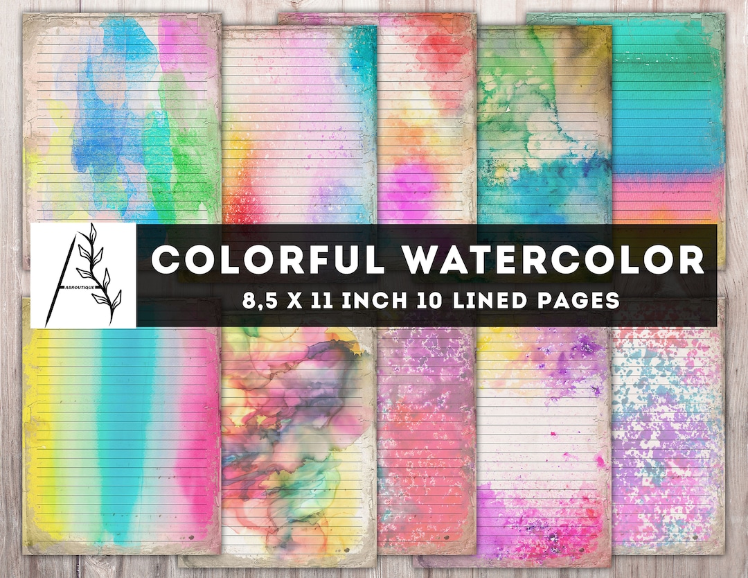 Bright Watercolor Paper, Watercolor Lined Pages, Lined Junk Journal ...