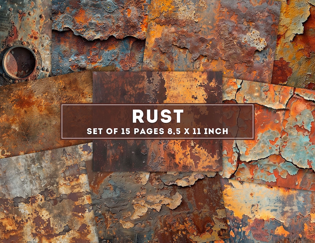 Rust Digital Paper, Texture Steampunk Paper, Junk Journal Kit, Digital ...
