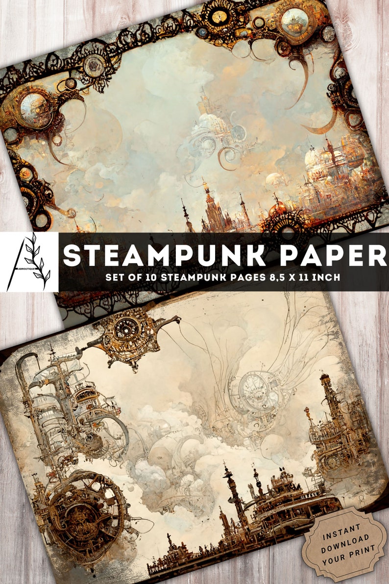 Fantasy Paper Pack, Steampunk Printables, Steampunk Junk Journal ...