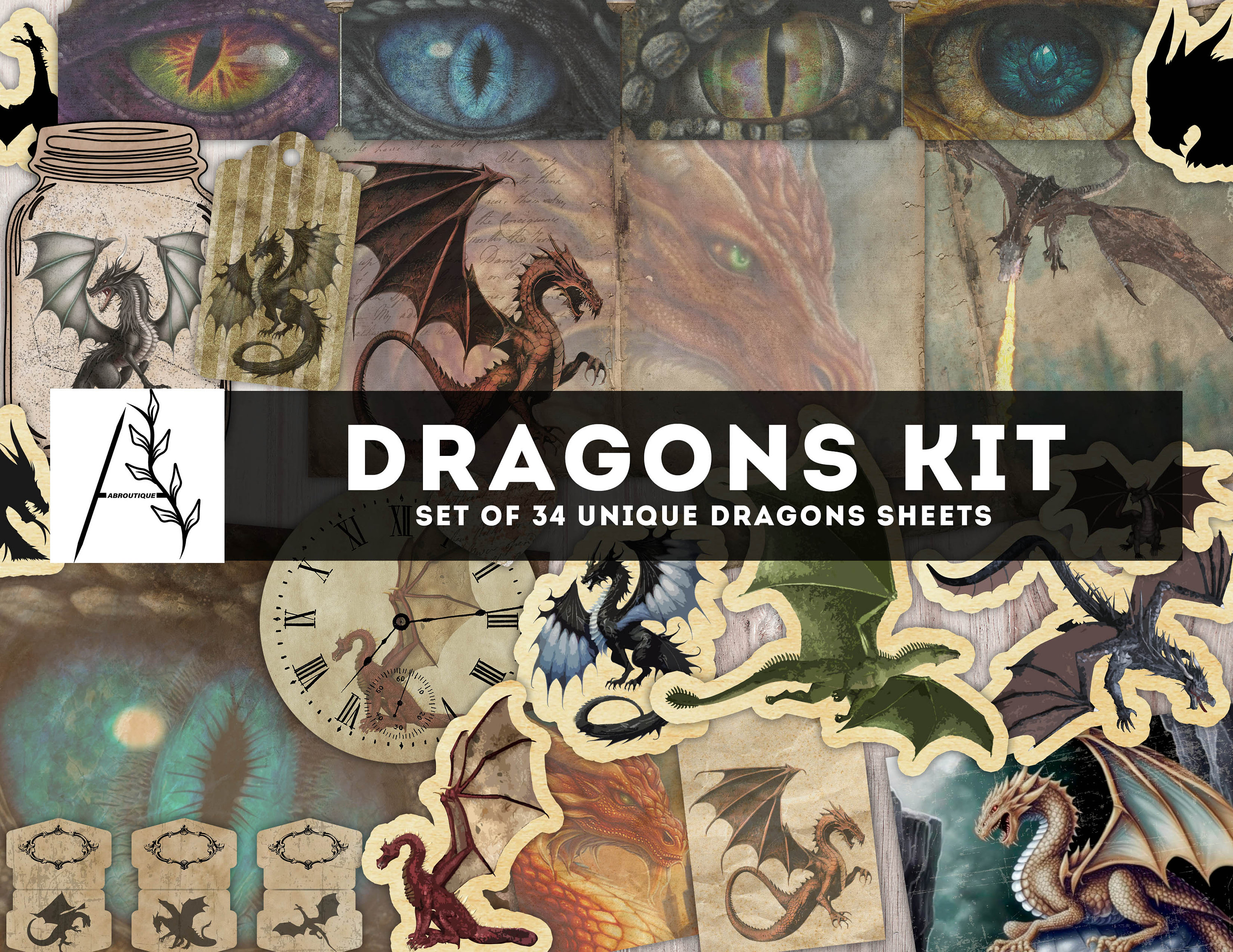 Dragons Junk Journal Kit Dragons Paper Dragons Ephemera - Etsy