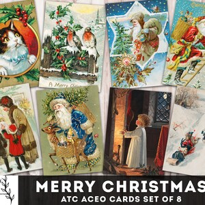 Vintage Christmas Cards Printable ATC ACEO Cards 2.5 X 3.5 Merry ...