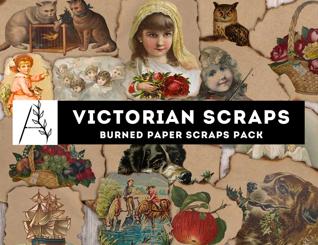 Victorian Scrap Paper, Victorian Scrapbooking, Burned Paper, Junk ...