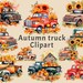 Autumn Truck Clipart, 18 PNG Truck Digital Bundle, Cars With Dry Leaves ...
