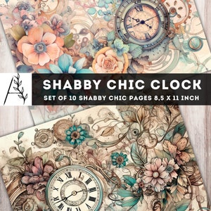 Shabby Chic Clock, Floral Clock Face Paper Pack, Shabby Chic Junk ...