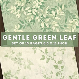 Green Gentle Leaf Digital Paper, Watercolor Scrapbook Papers, Junk ...