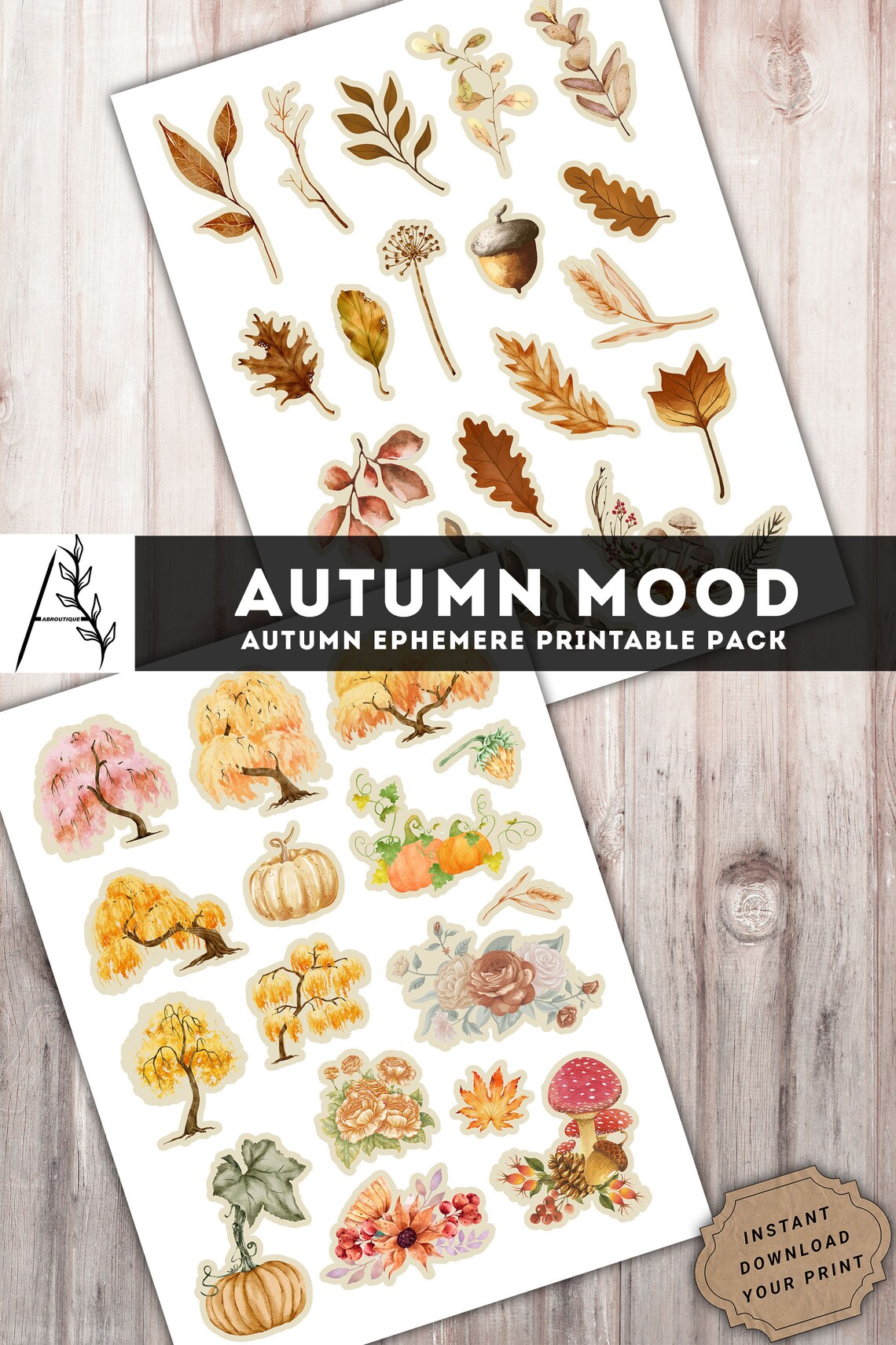 Printable Autumn Leaves Junk Journal Fall Fussy Cut Ephemera - Etsy